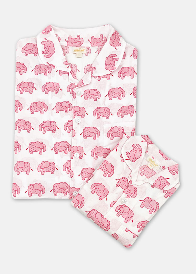 Mother - Daughter Matching Pyjama Set Haathi Pink – The Almirah Store