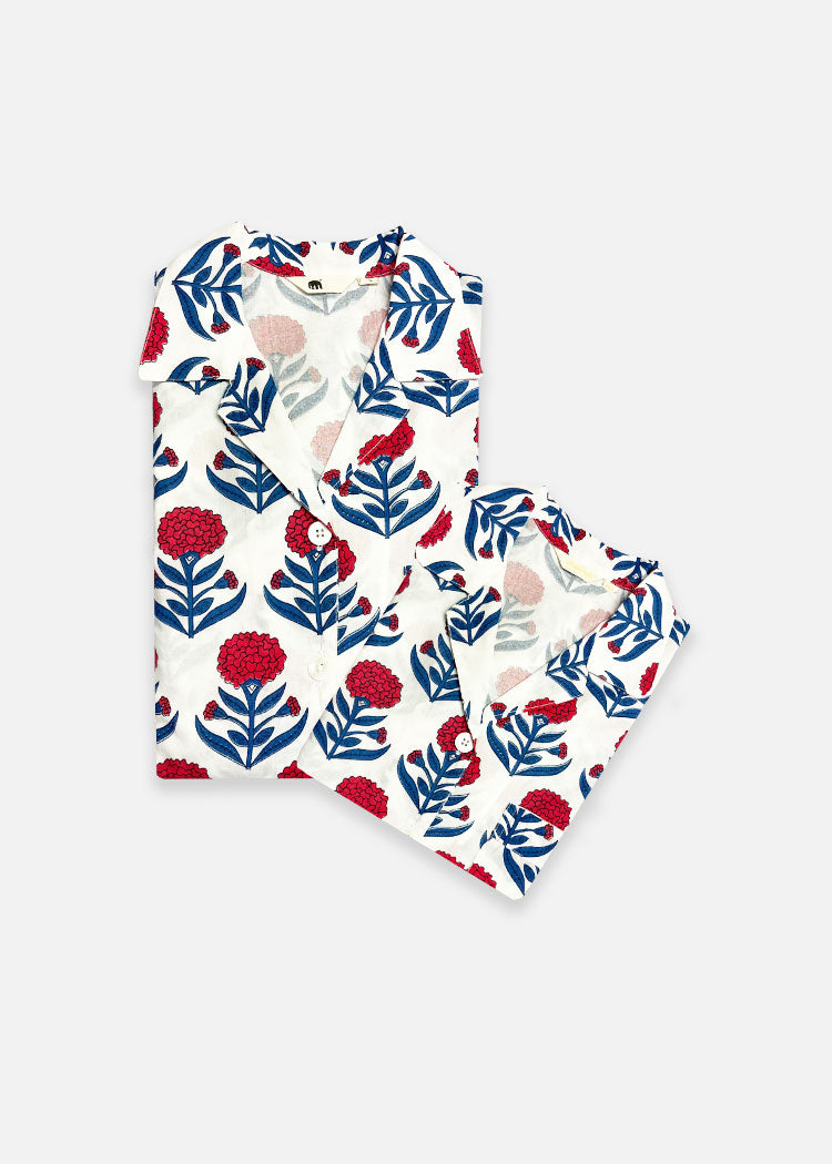 Mother - Daughter Matching Pyjama Set Genda Red – The Almirah Store