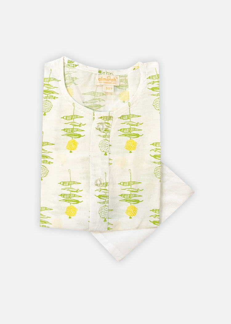 Boys Kurta Set - Nimbu Mirchi | short kurta-pant set for baby-kids ...