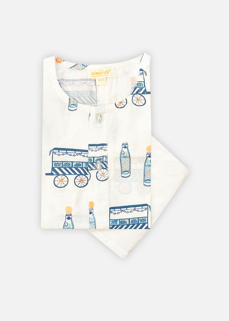 100% organic cotton short kurta pant set for boys-kids thela print ...